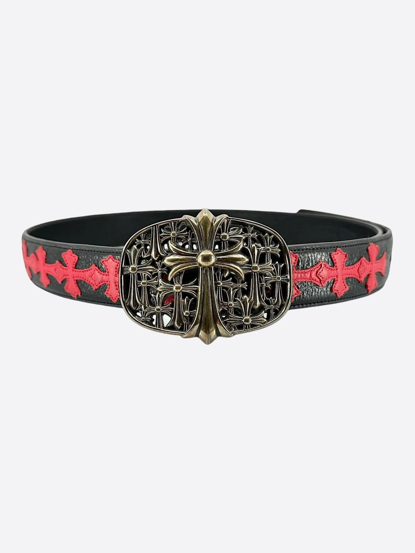 Chrome Hearts Black & Red Cross Patch Cemetery Belt – Savonches