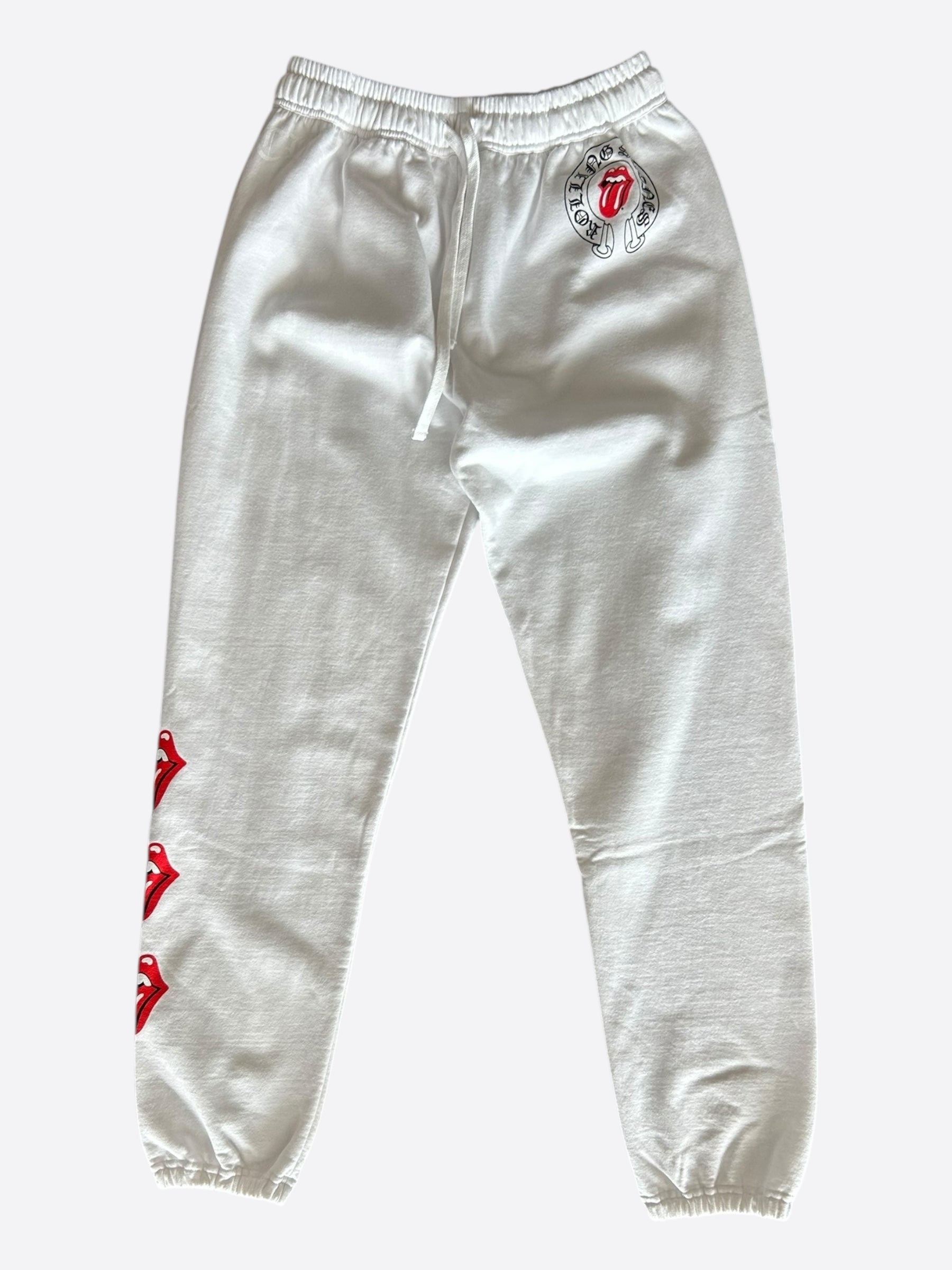 Chrome Hearts White & Red Rolling Stones Logo Sweatpants – Savonches