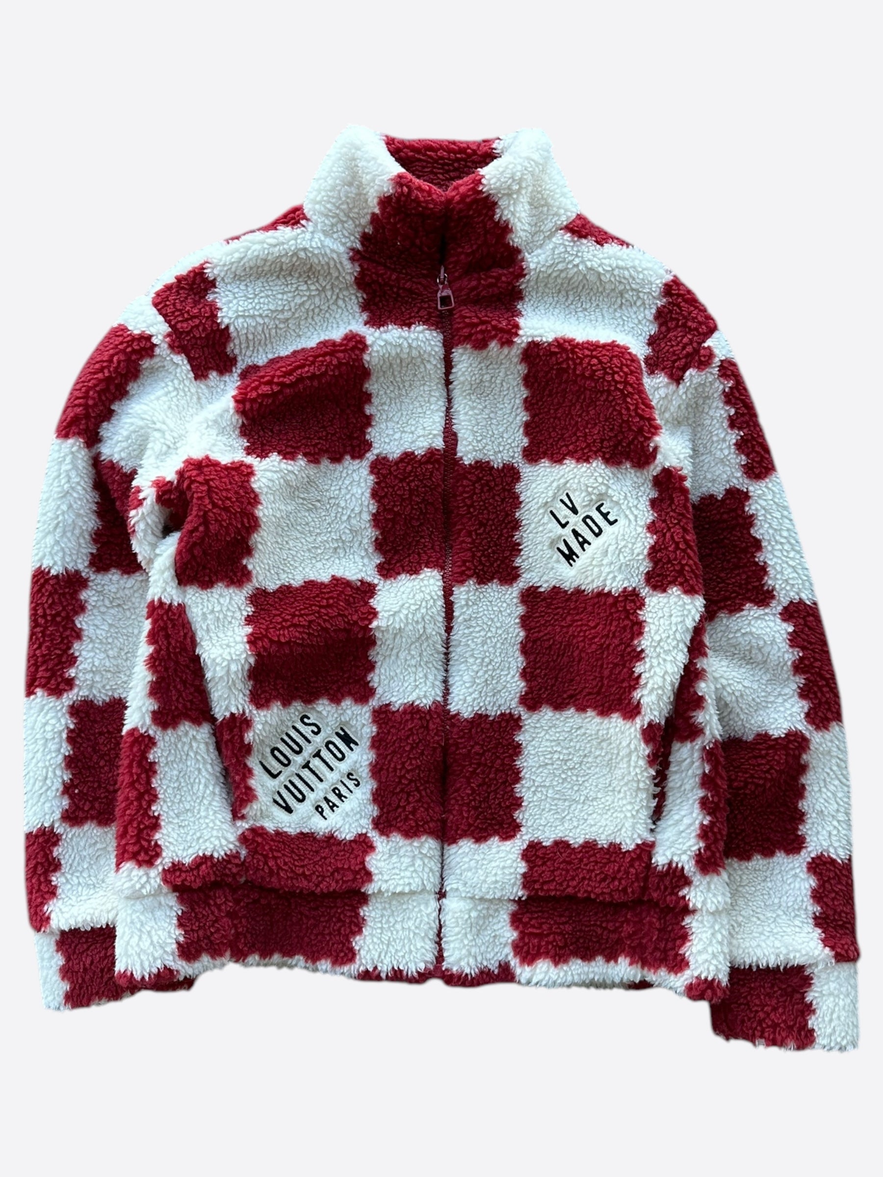 Louis Vuitton Nigo Red & White Checkered Fleece Jacket – Savonches