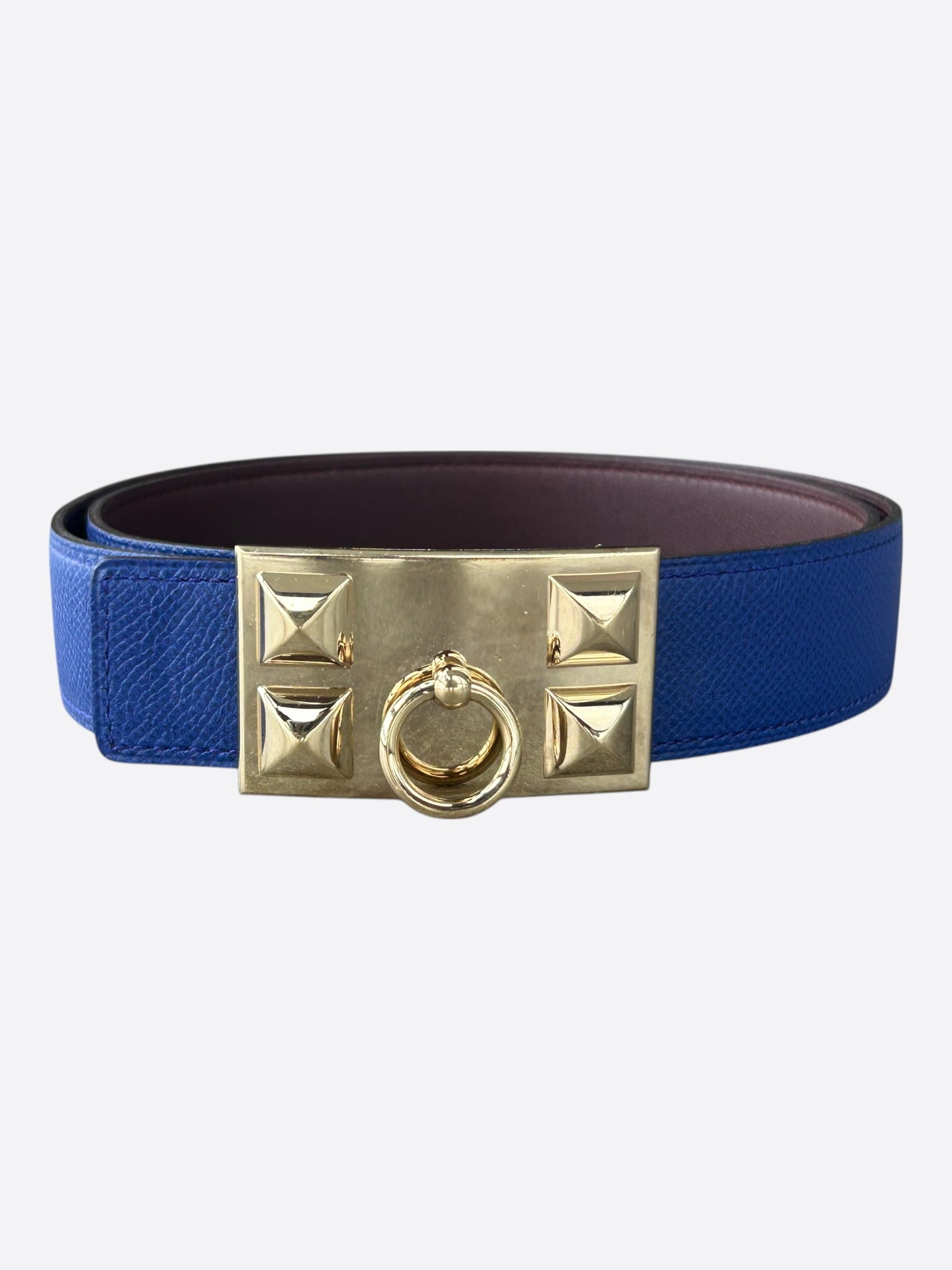 Hermes Bleu Electric & Prune Gold Collier De Chien Reversible Belt ...