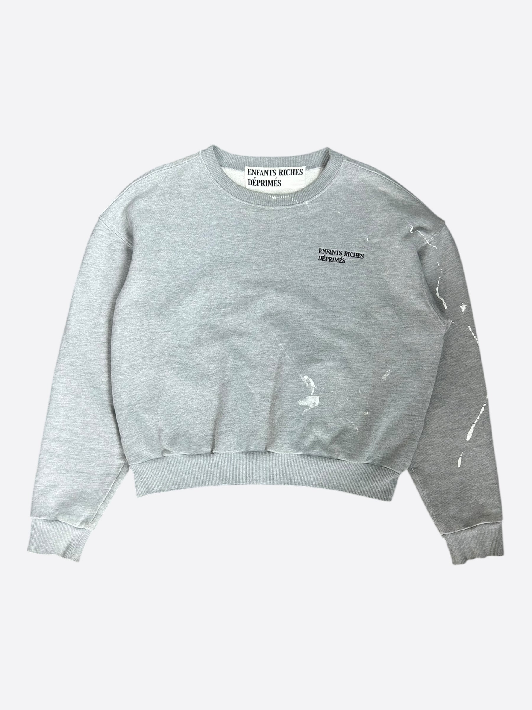 Enfants Riches Deprimes Grey Classic Logo Paint Splatter Sweater ...
