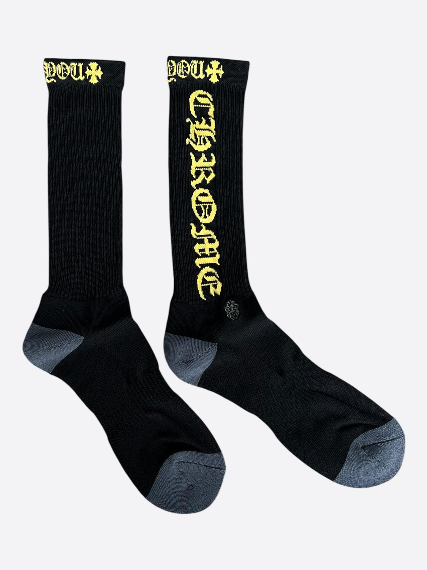 Chrome Hearts Black & Yellow Script Logo Socks – Savonches