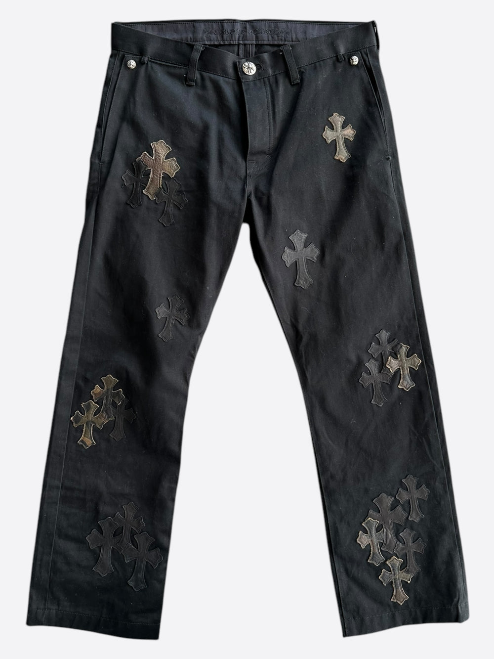 Chrome Hearts Grey Black & Red Cross Patch Jeans – Savonches