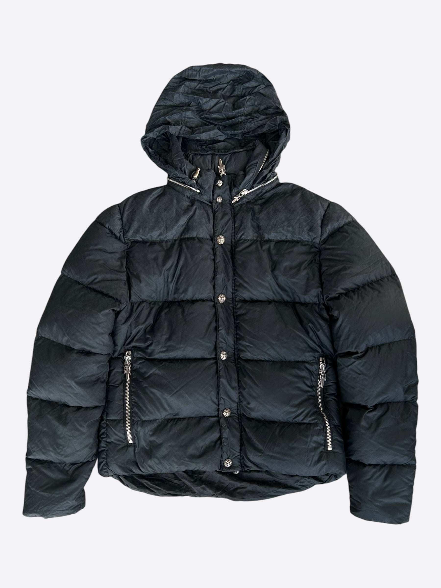 Chrome Hearts Black Cross Jacquard Hooded Puffer Jacket – Savonches